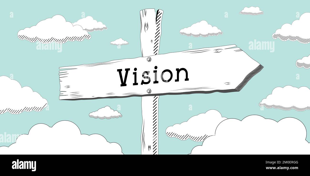 Vision - outline signpost with one arrow Stock Photo - Alamy