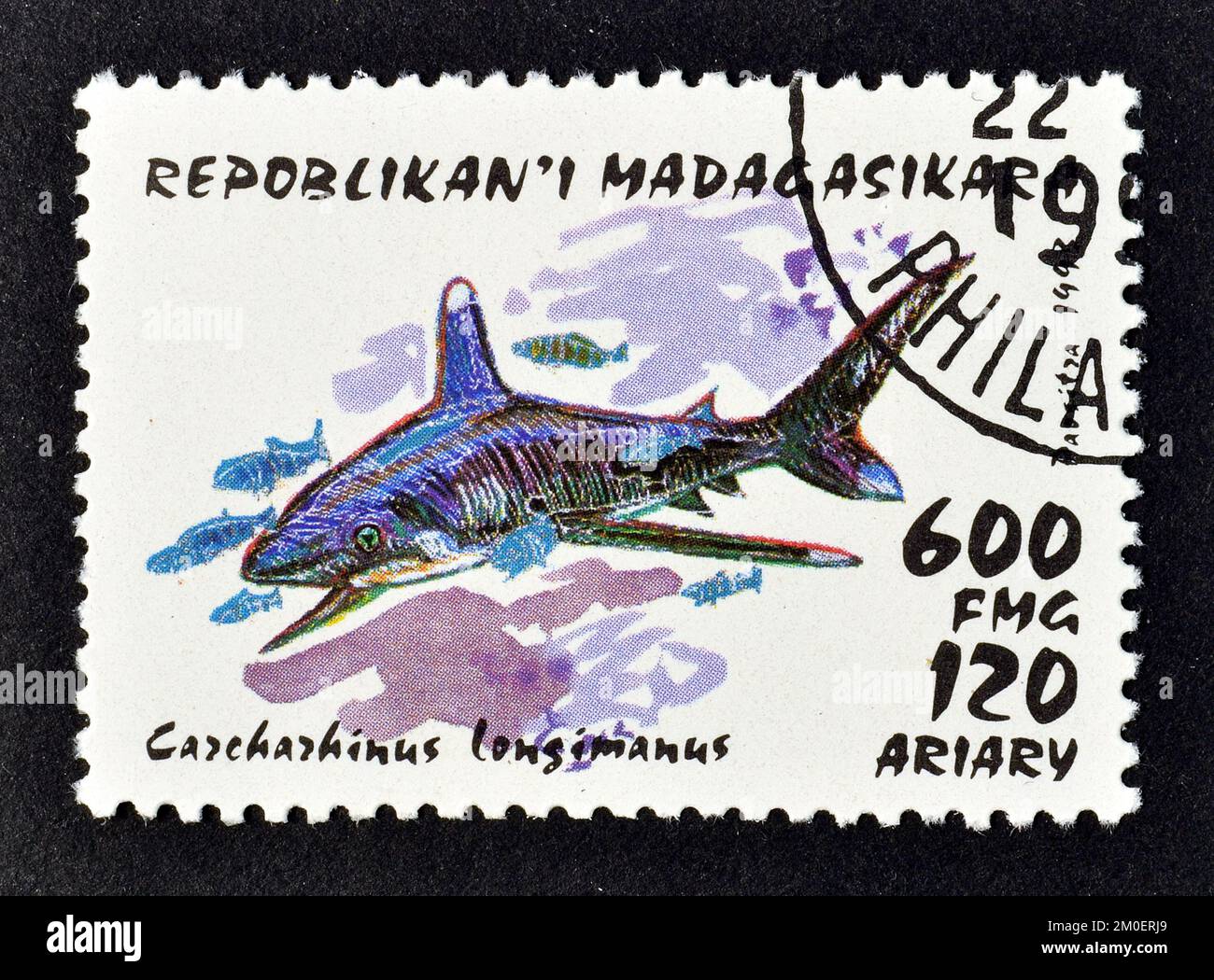 Cancelled postage stamp printed by Madagascar, that shows Oceanic ...