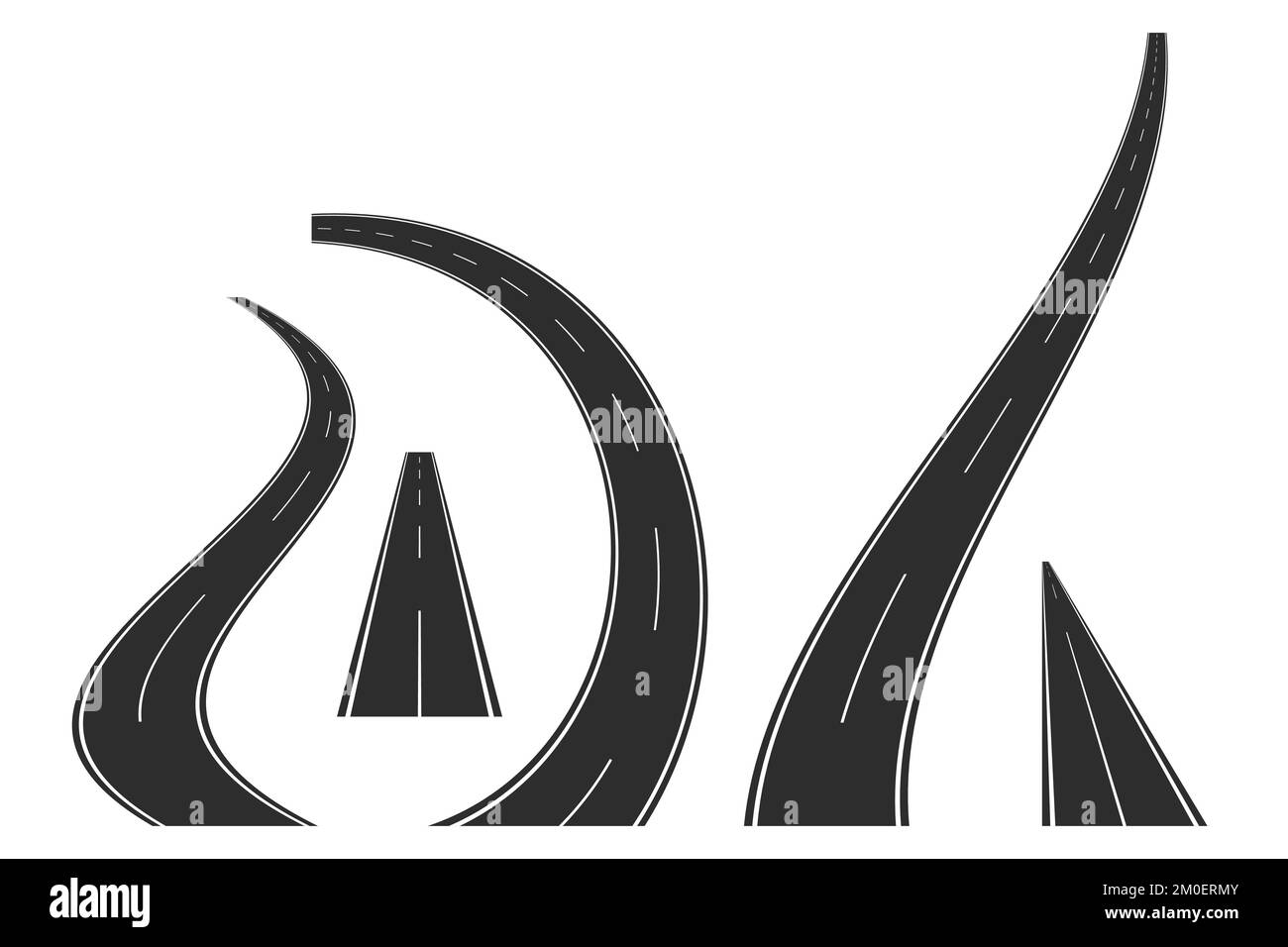 Asphalt roads set, roadways collection vector illustration Stock Vector ...