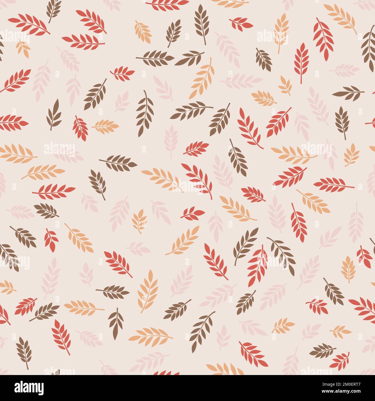 Abstract leaves seamless pattern design, sepia vector illustration ...