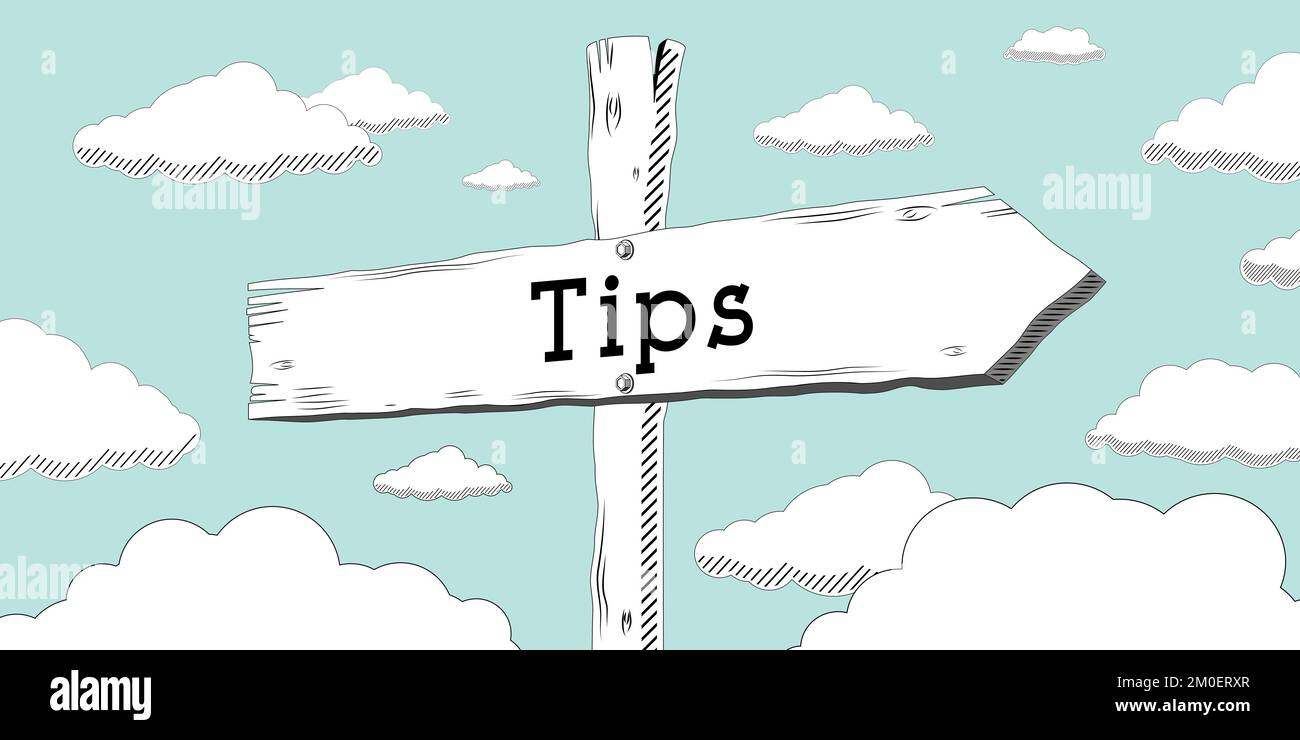 Tips - outline signpost with one arrow Stock Photo - Alamy