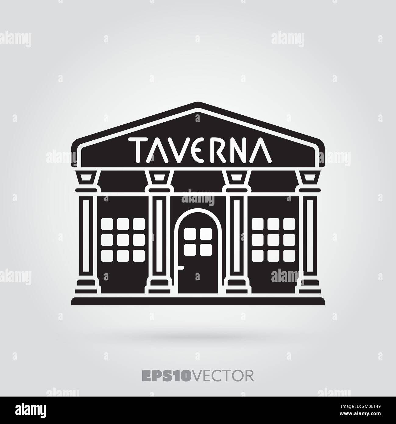 Greek restaurant glyph icon. Cute little tavern facade symbol. Solid ...