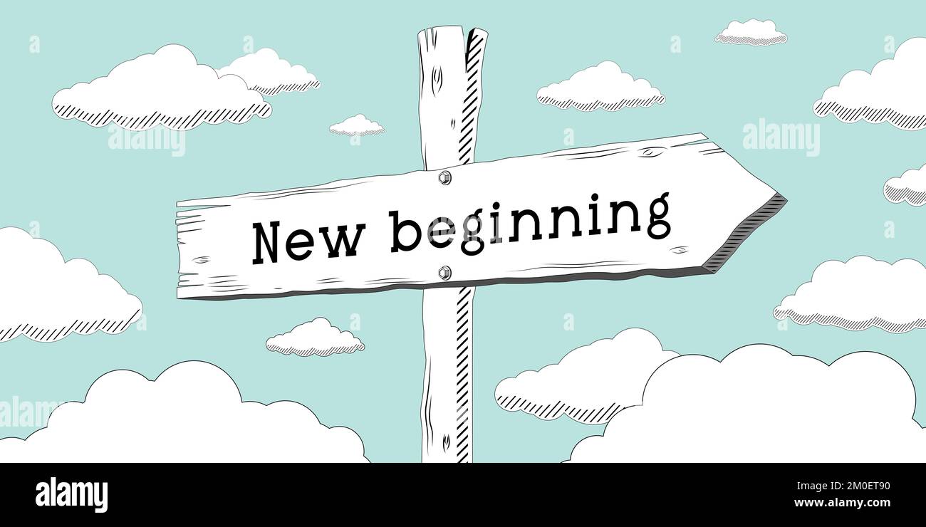 New beginning - outline signpost with one arrow Stock Photo - Alamy