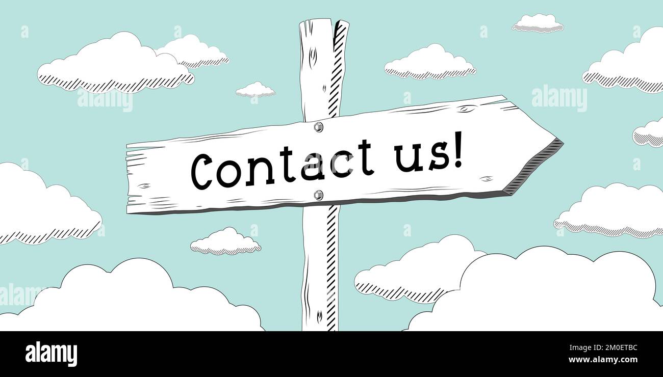 Contact us - outline signpost with one arrow Stock Photo - Alamy