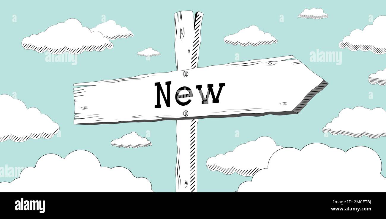New - outline signpost with one arrow Stock Photo - Alamy