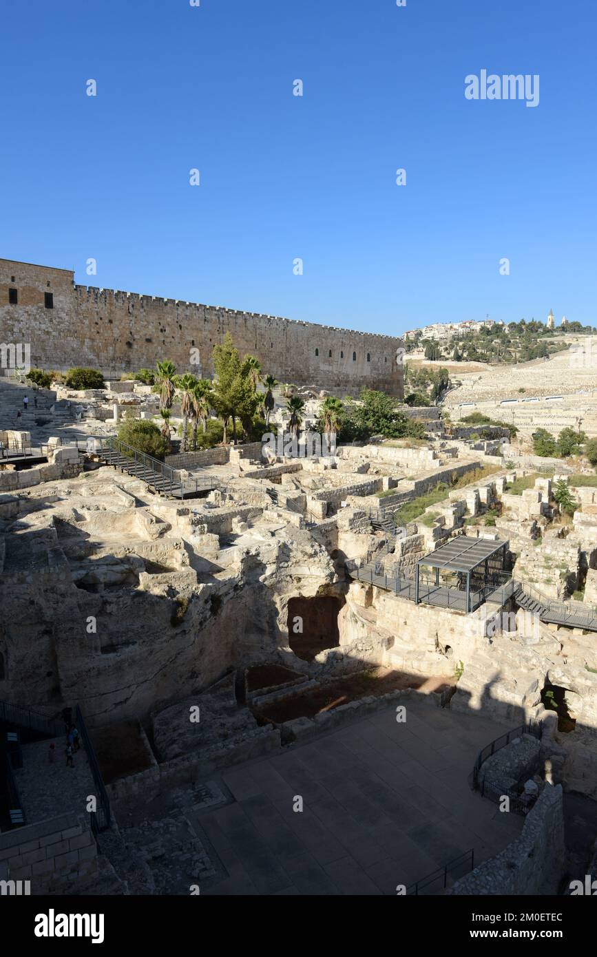The Jerusalem Archaeological Park near the Dung gate in the old city of ...