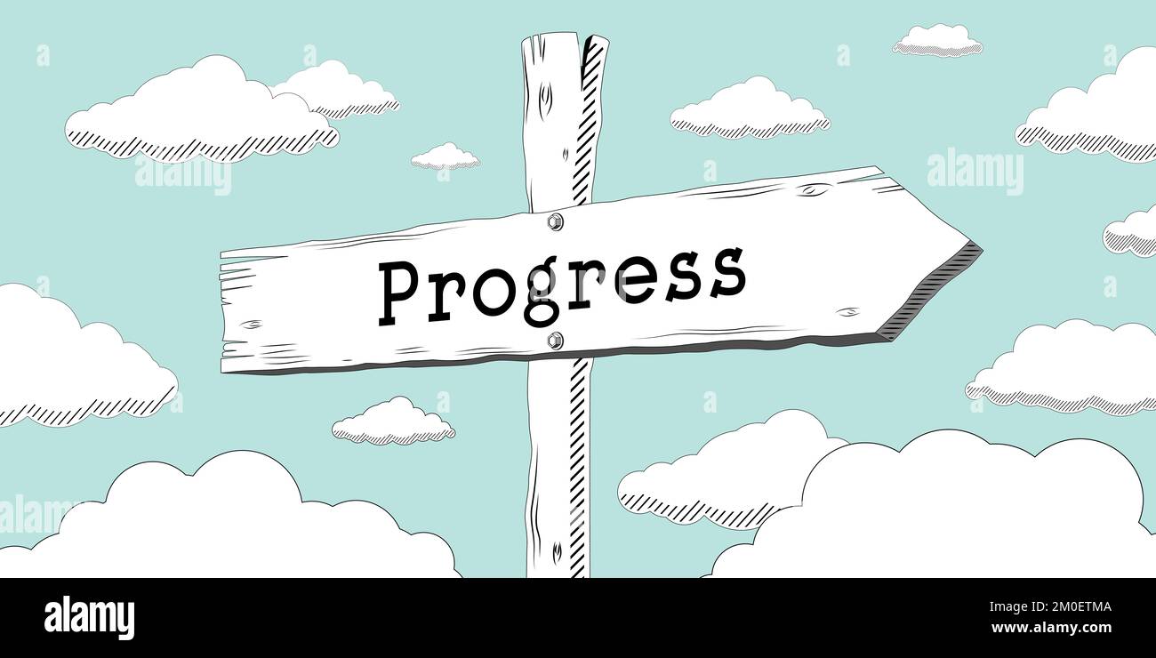 Progress - outline signpost with one arrow Stock Photo - Alamy