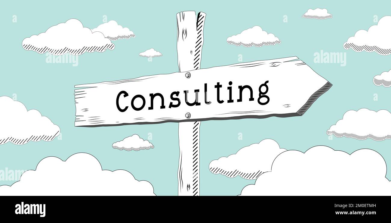 Consulting - outline signpost with one arrow Stock Photo - Alamy
