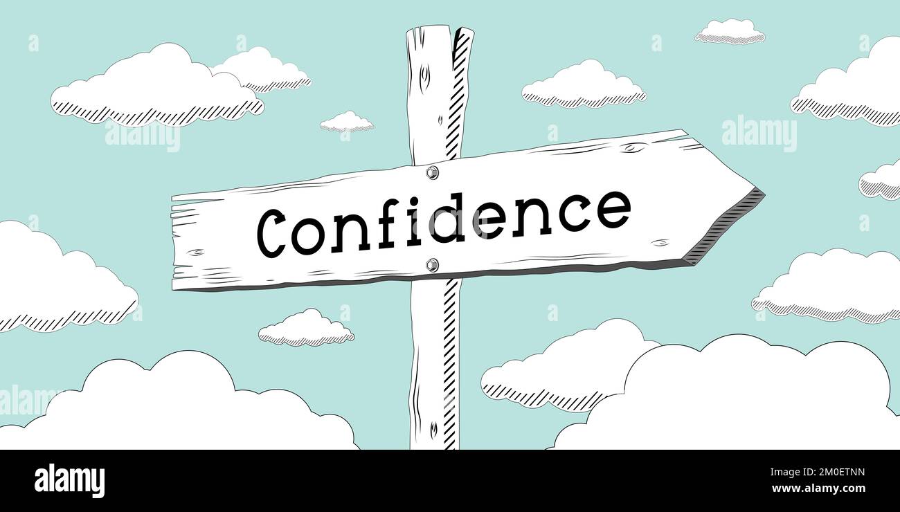Confidence - outline signpost with one arrow Stock Photo - Alamy