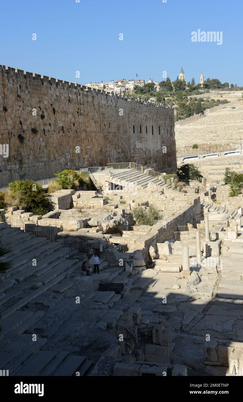 The Jerusalem Archaeological Park near the Dung gate in the old city of ...