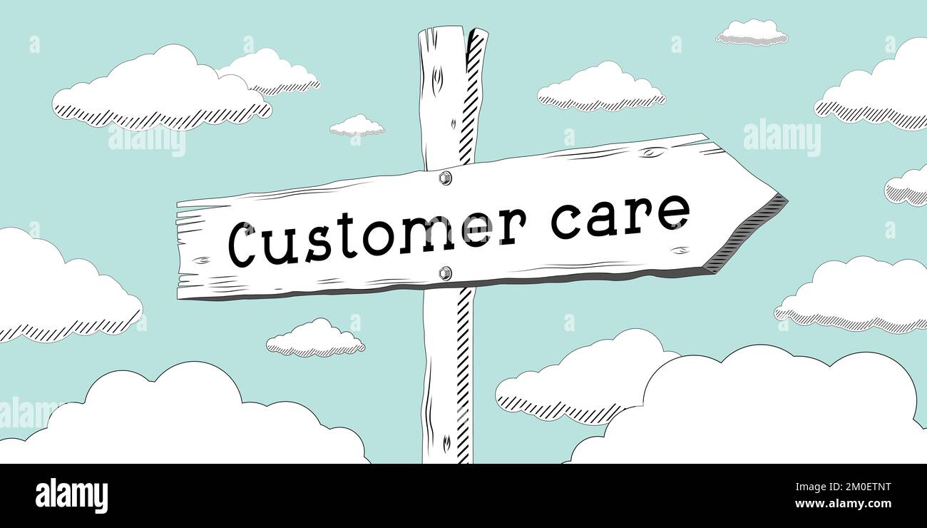 Customer care - outline signpost with one arrow Stock Photo - Alamy
