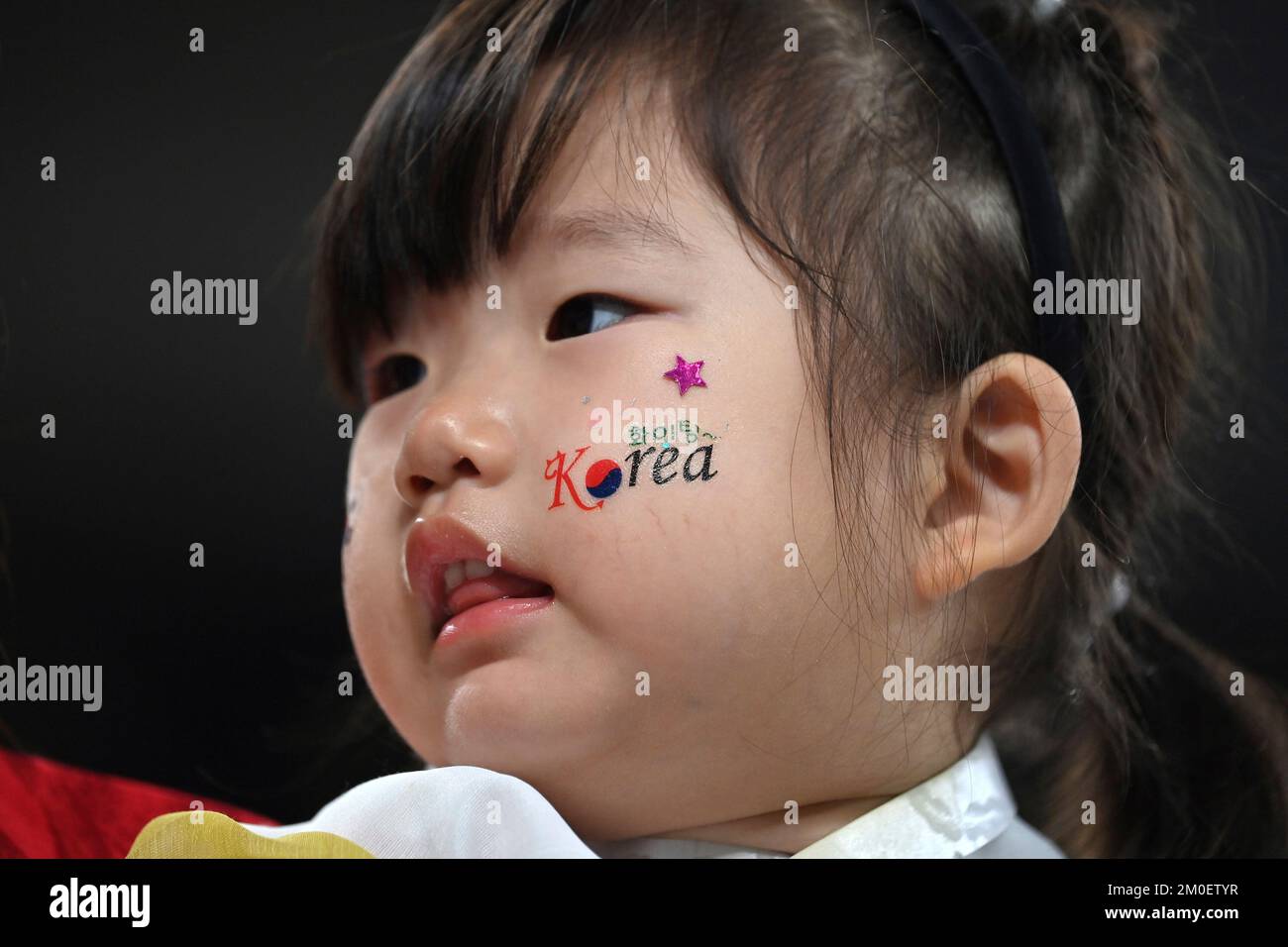 Young Korean Toddler, Girl, Fan, Soccer Fan, with Korea Face Paint ...