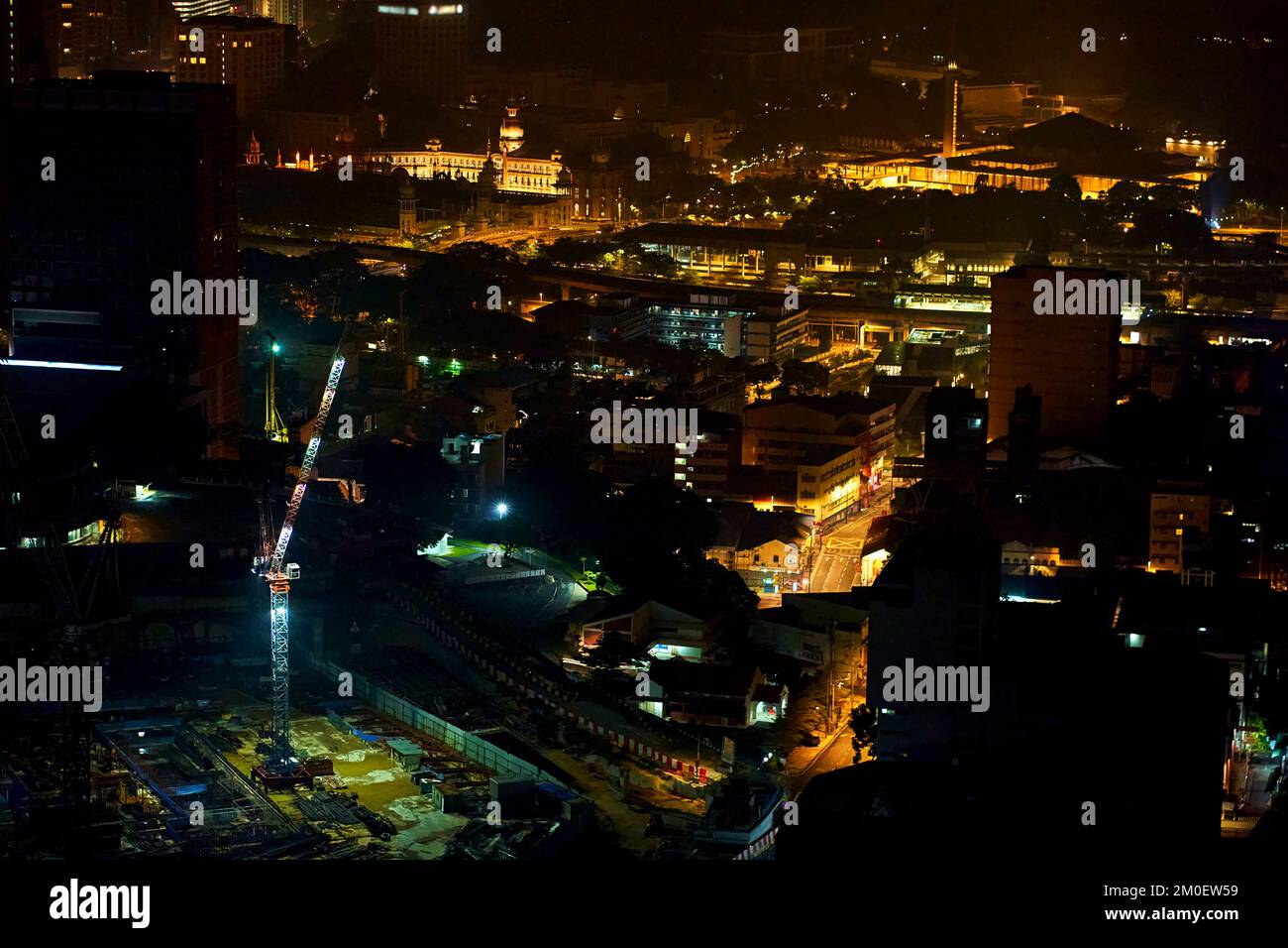 A nighttime cityscape. Night time illumination of a big city panorama ...