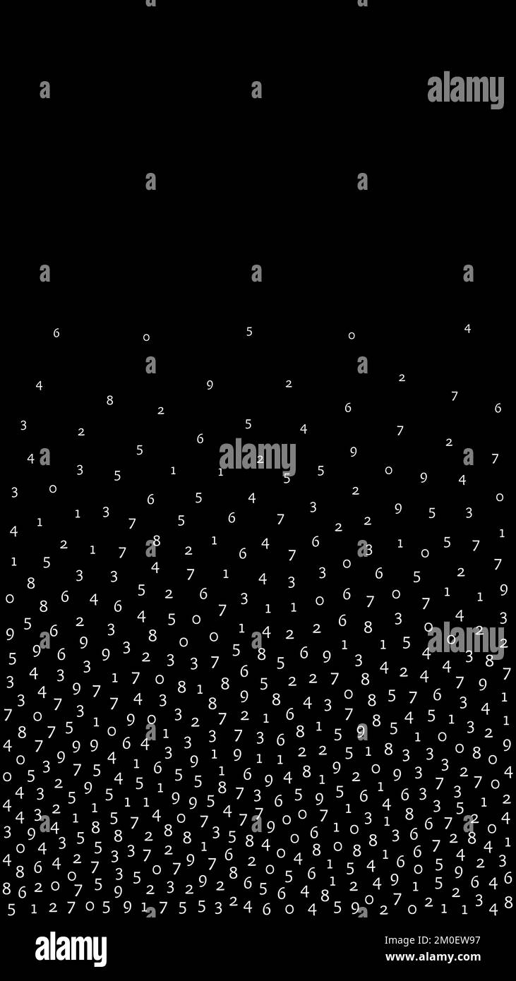 Falling numbers, big data concept. Binary white orderly flying digits ...