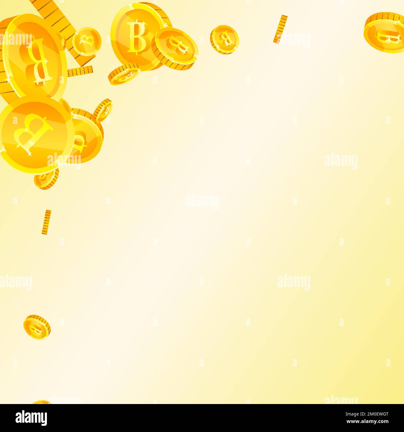 Thai baht coins falling. Gold scattered THB coins. Thailand money ...