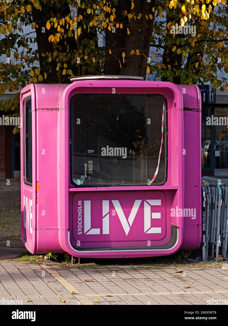 Stockholm, Sweden - October 11, 2022: pink kiosk where you can buy ...
