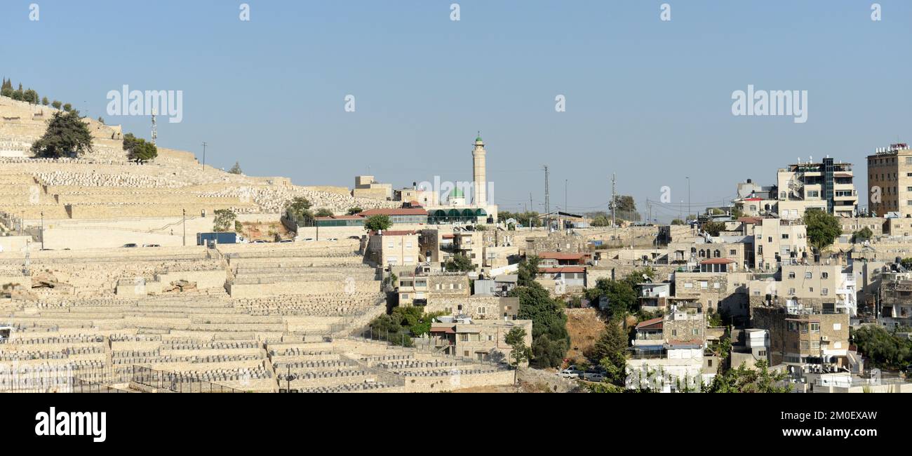 View of the Arab neighborhood of Ras al-Amud in East Jerusalem Stock ...