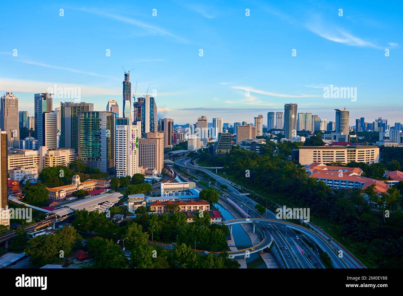 The daytime landscape of a modern big city. Skyscrapers and dense ...