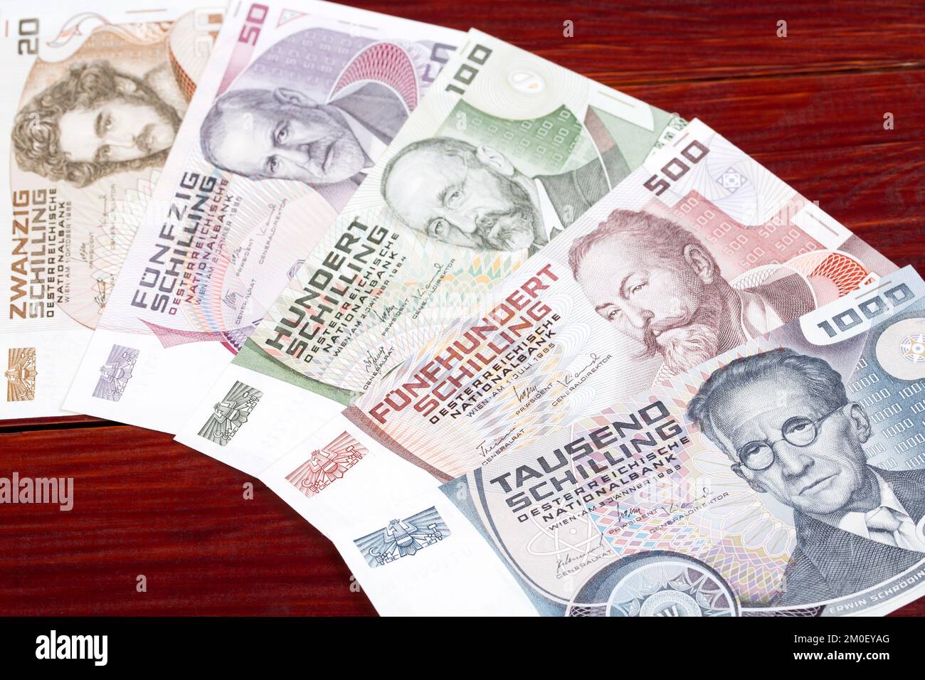 Austrian money - schilling a business background Stock Photo - Alamy