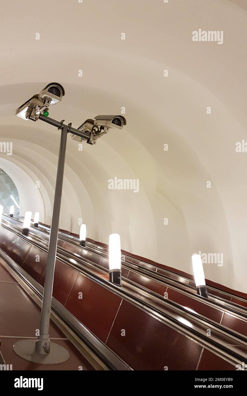 Four cameras underground in the subway. Security concept Stock Photo ...
