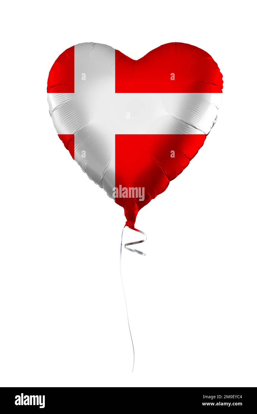 Denmark concept. Balloon with Danish flag isolated on white background ...