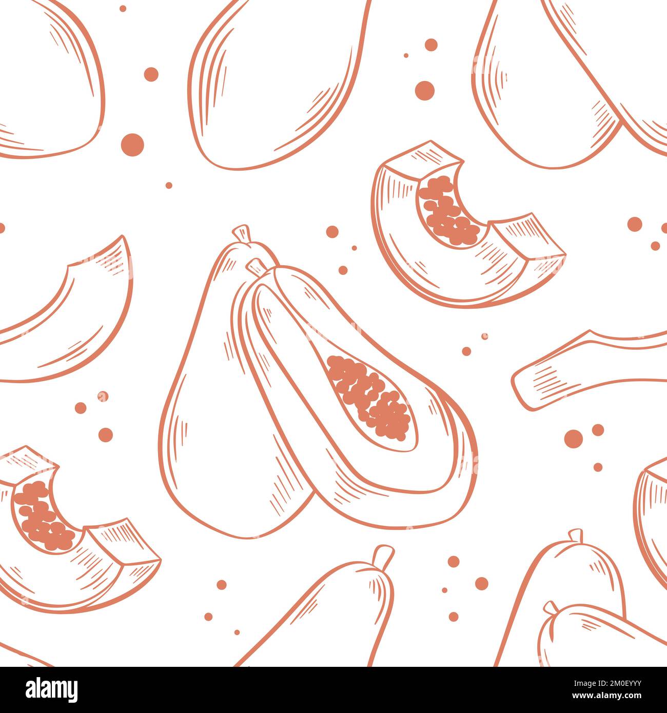 Exotic tropical fruits seamless pattern. Background hand engraved ...
