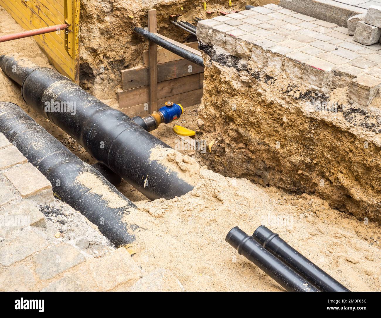 Laying a gas pipeline construction site Stock Photo - Alamy