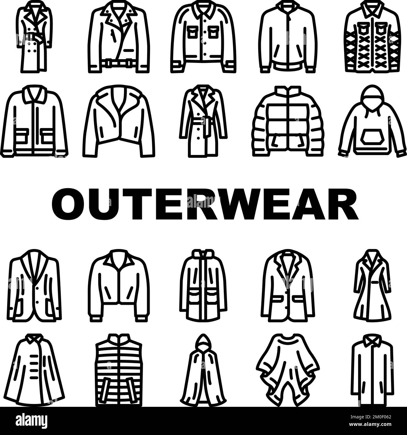 Outerwear Female Clothes Girl Icons Set Vector Stock Vector Image And Art