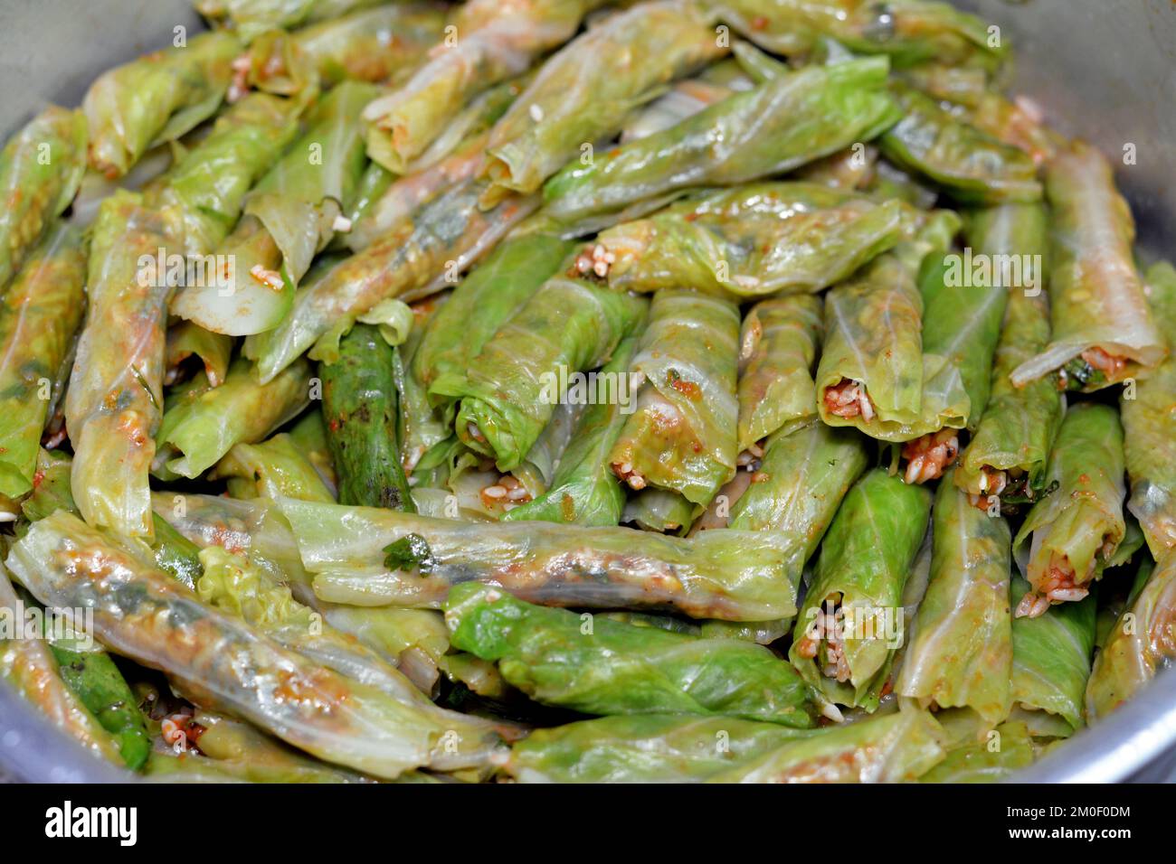 Pile of filled cabbage leaves wrap stuffed Egyptian mahshi and filled ...
