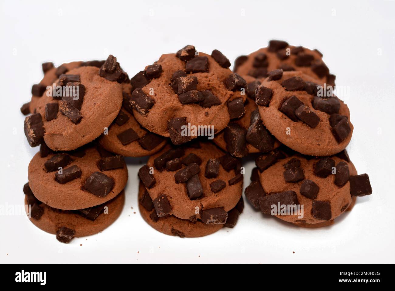 Fresh baked chocolate chip cookies with chocolate pieces, traditional ...