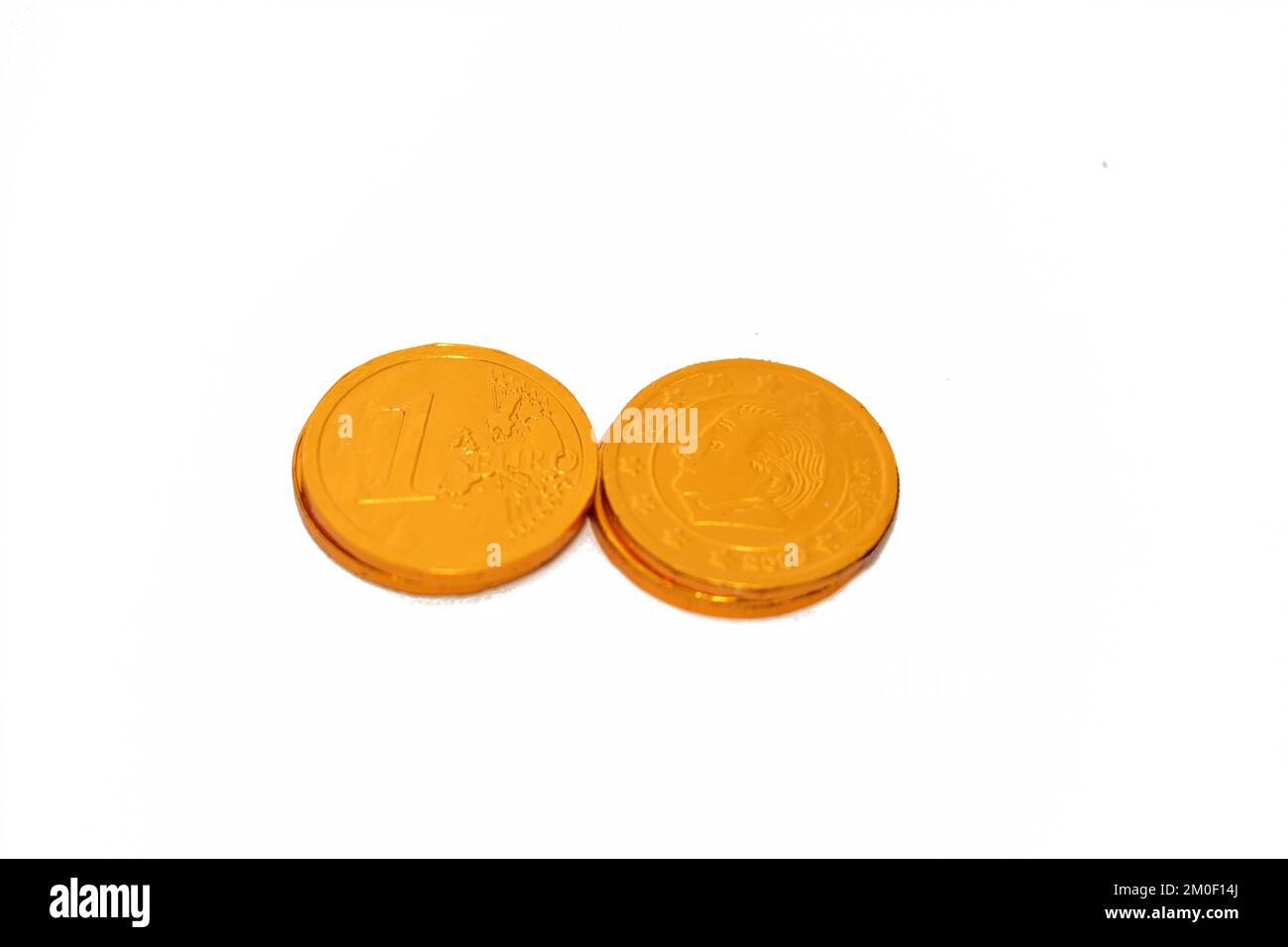 Chocolate euro coin depicts king Albert II and a monogram a capital A ...