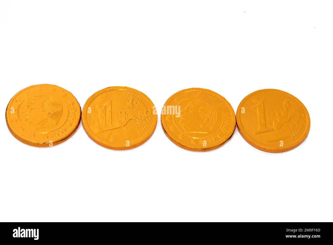 Chocolate euro coin depicts king Albert II and a monogram a capital A ...