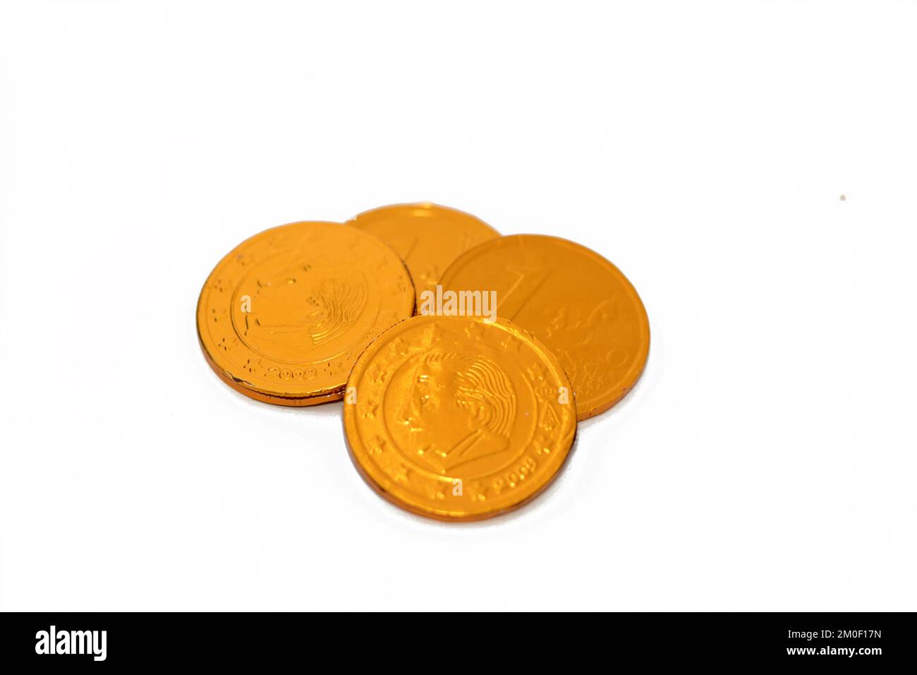 Chocolate euro coin depicts king Albert II and a monogram a capital A ...