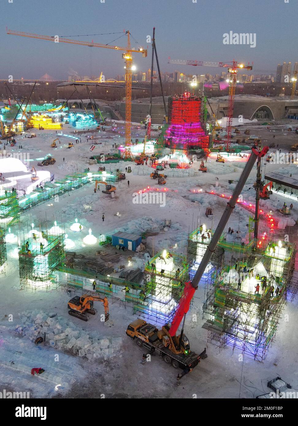Aerial photo shows the 24th Harbin Ice and Snow World is under ...