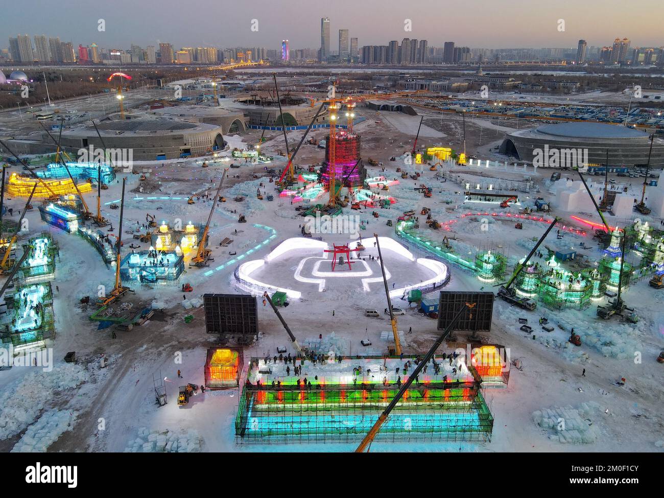Aerial photo shows the 24th Harbin Ice and Snow World is under ...