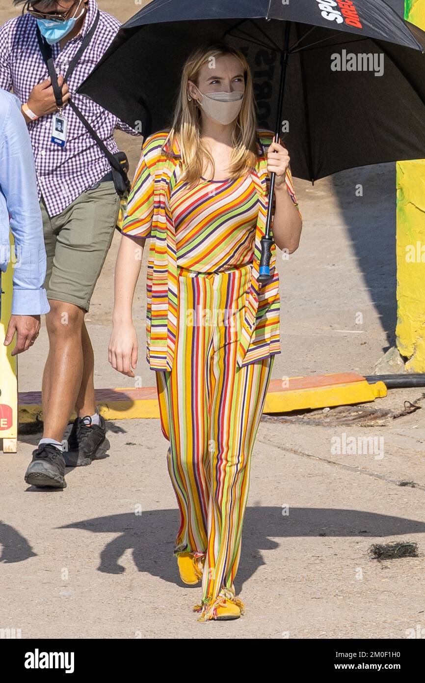 Jodie Comer is spotted filming for Killing Evev in Margate, Kent Stock ...