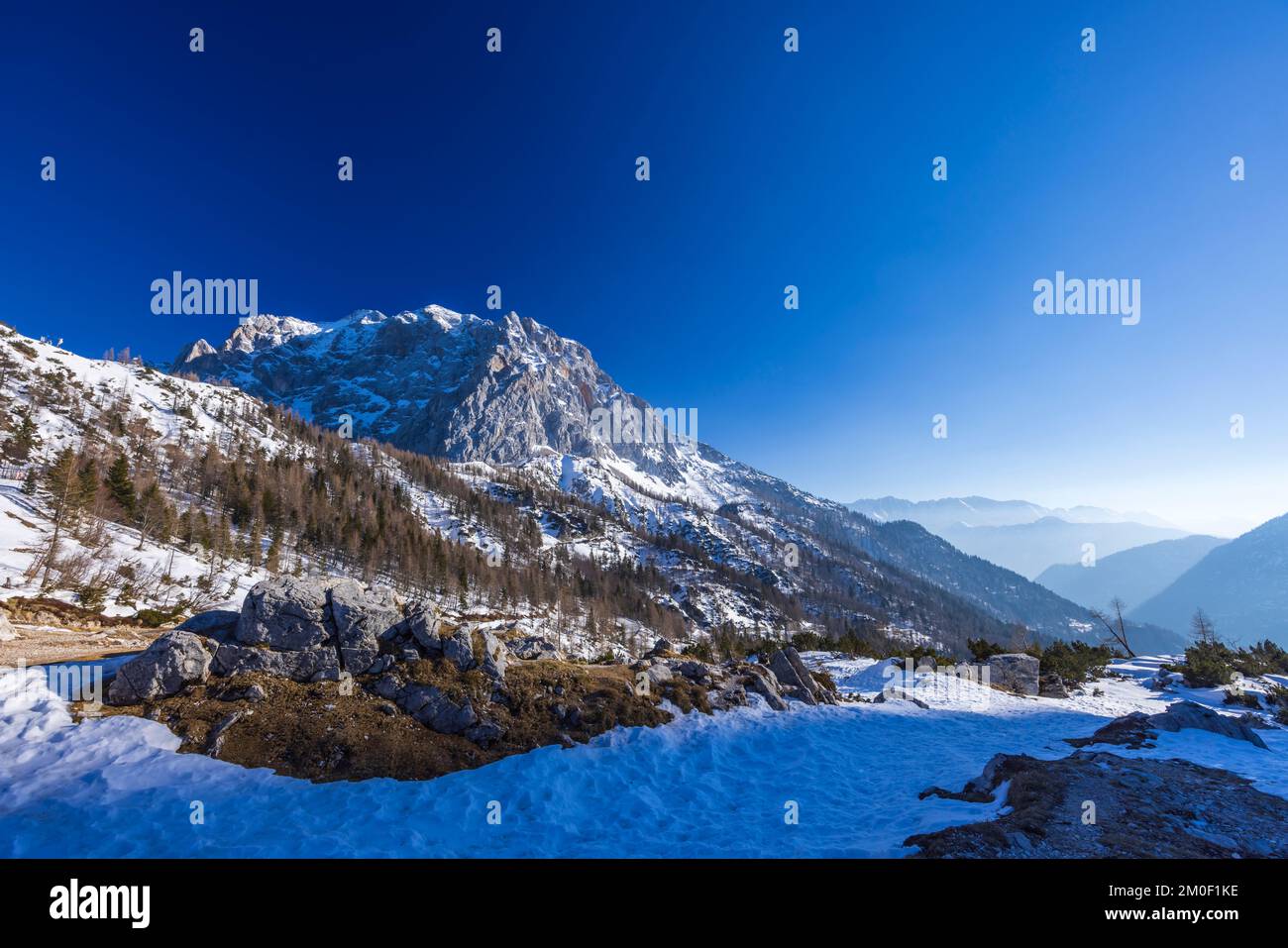 Winter landscape near Vrsic, Triglavski national park, Slovenia Stock ...
