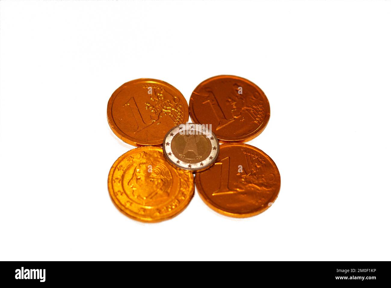 Chocolate euro coin depicts king Albert II and a monogram a capital A ...