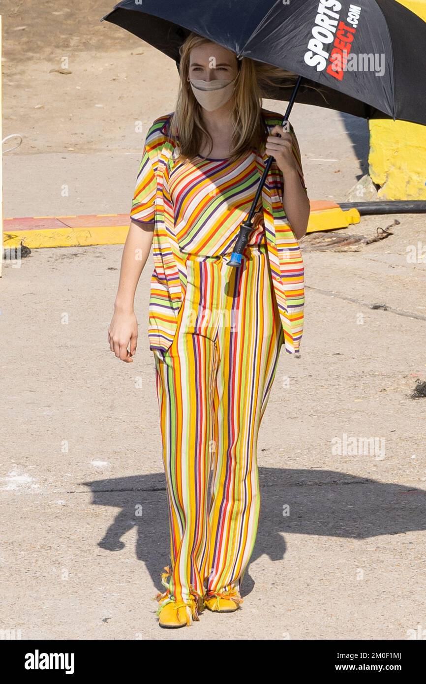 Jodie Comer is spotted filming for Killing Evev in Margate, Kent Stock ...