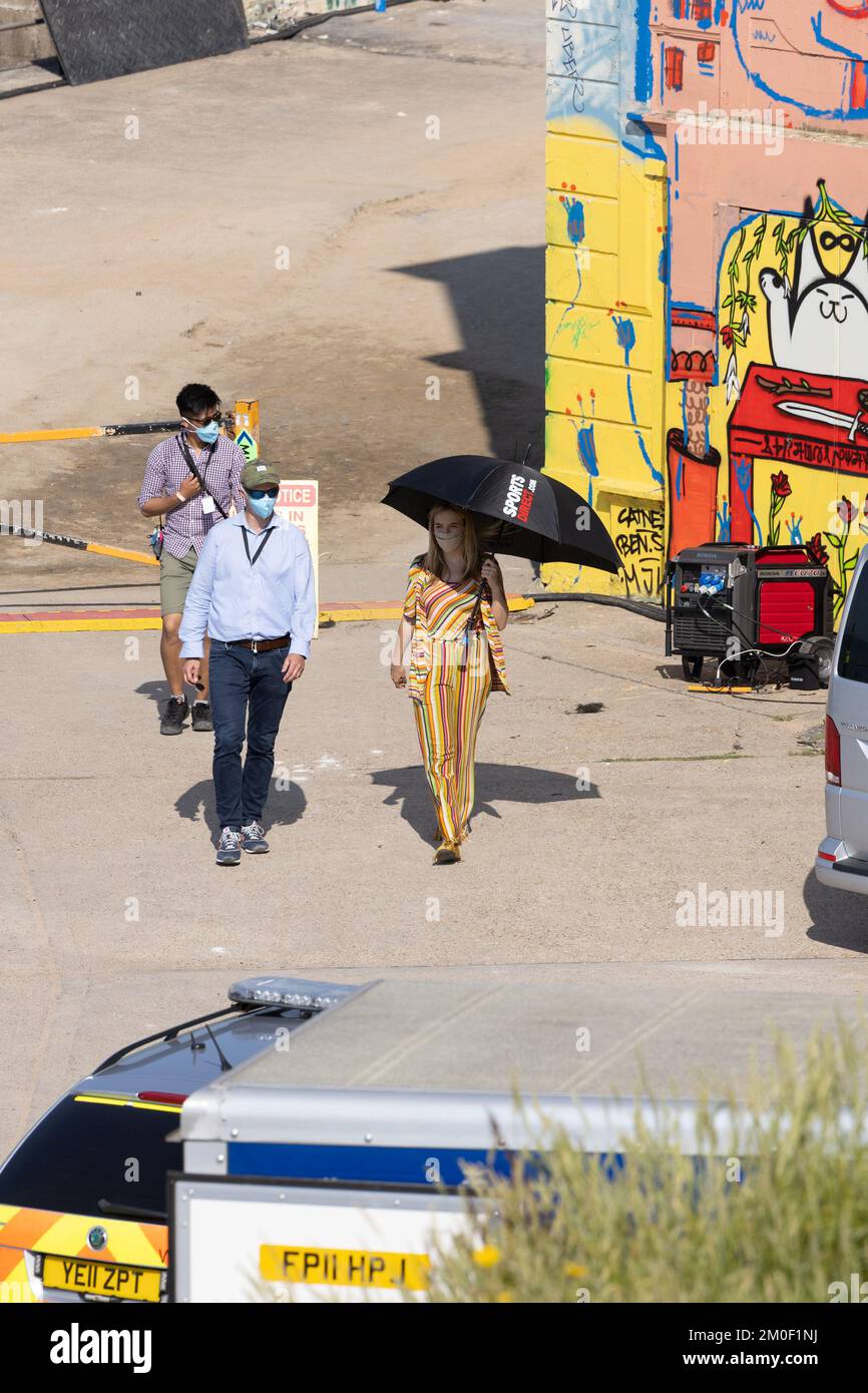 Jodie Comer is spotted filming for Killing Evev in Margate, Kent Stock ...