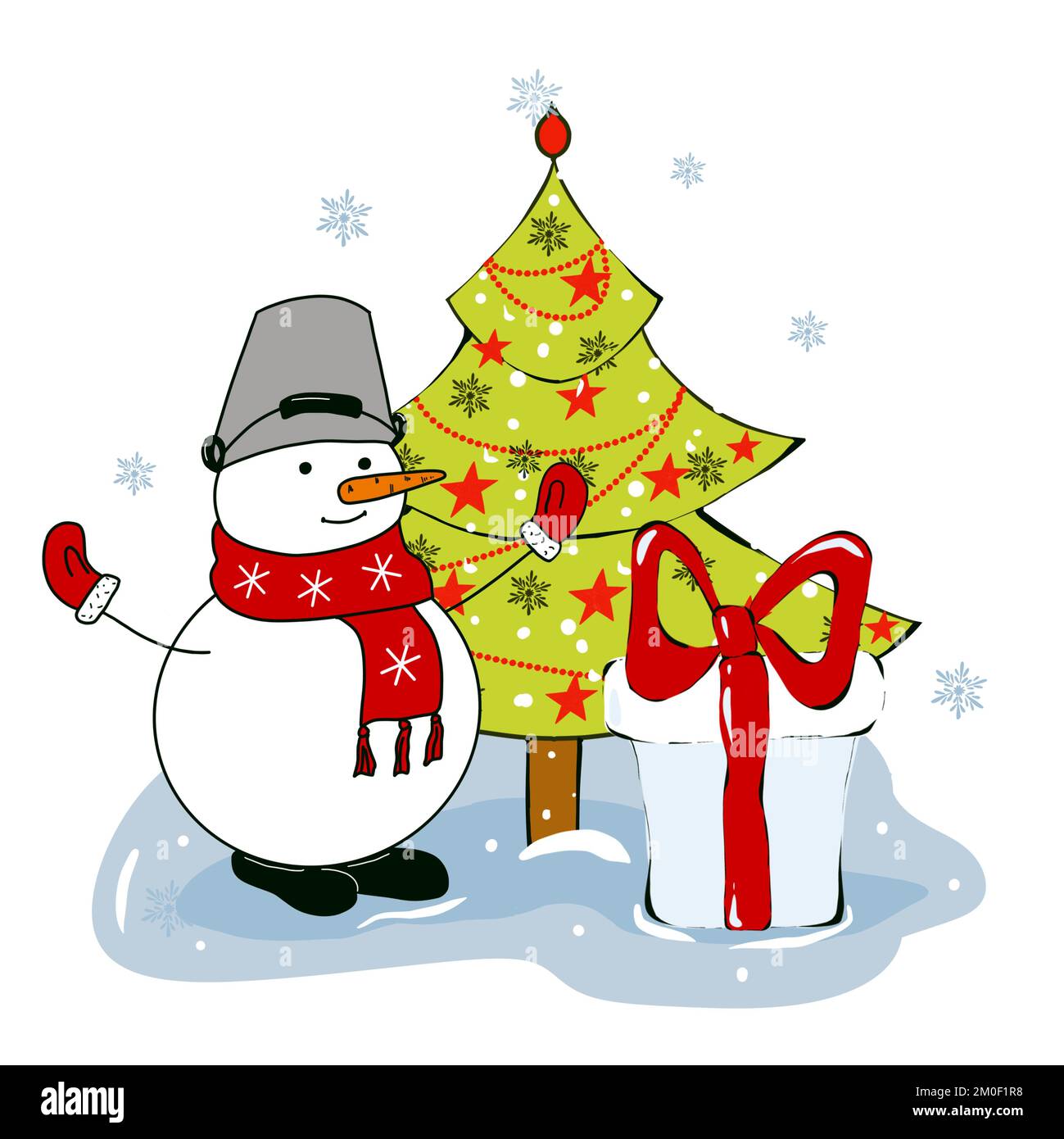 Dancing Christmas Tree And Snowman Clipart