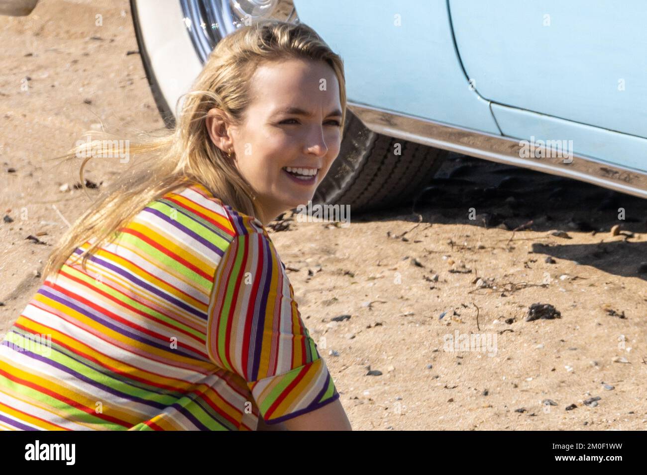 Jodie Comer is spotted filming for Killing Evev in Margate, Kent Stock ...