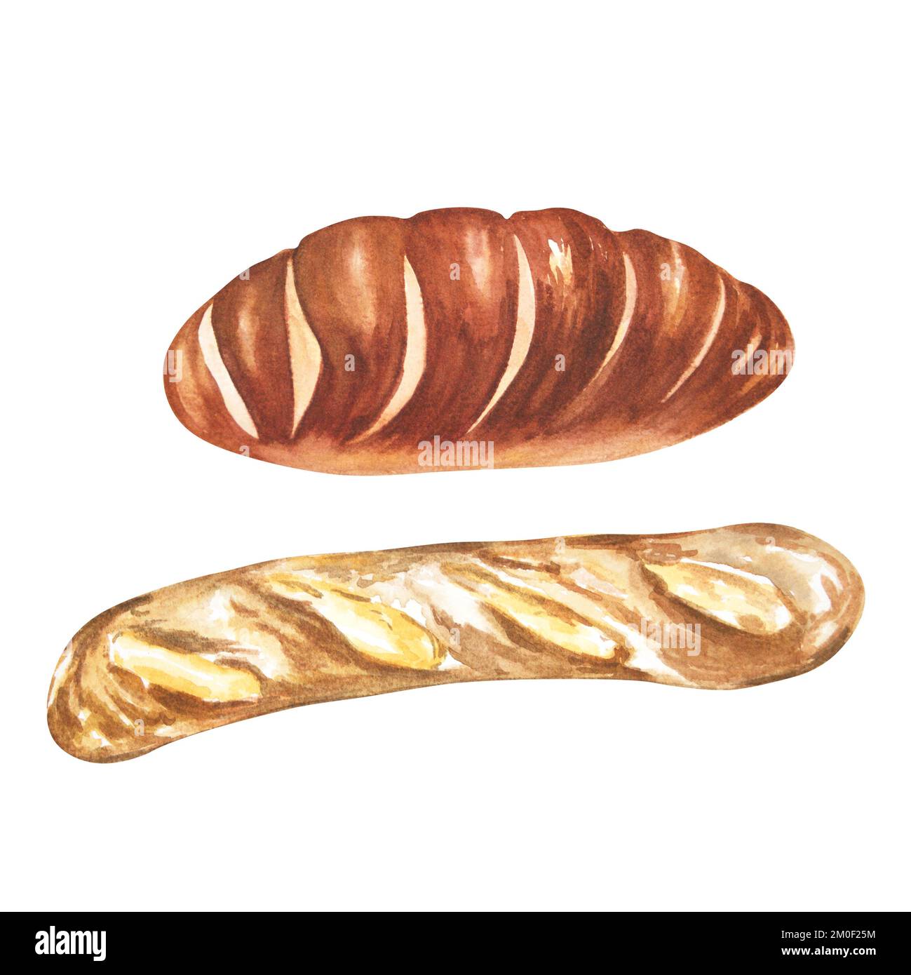 Watercolor bakery products. Handmade on a white background. Raster ...