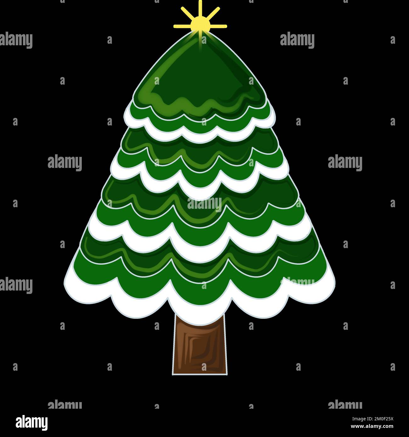 Green Christmas tree with yellow star. JPEG illustration for stickers ...