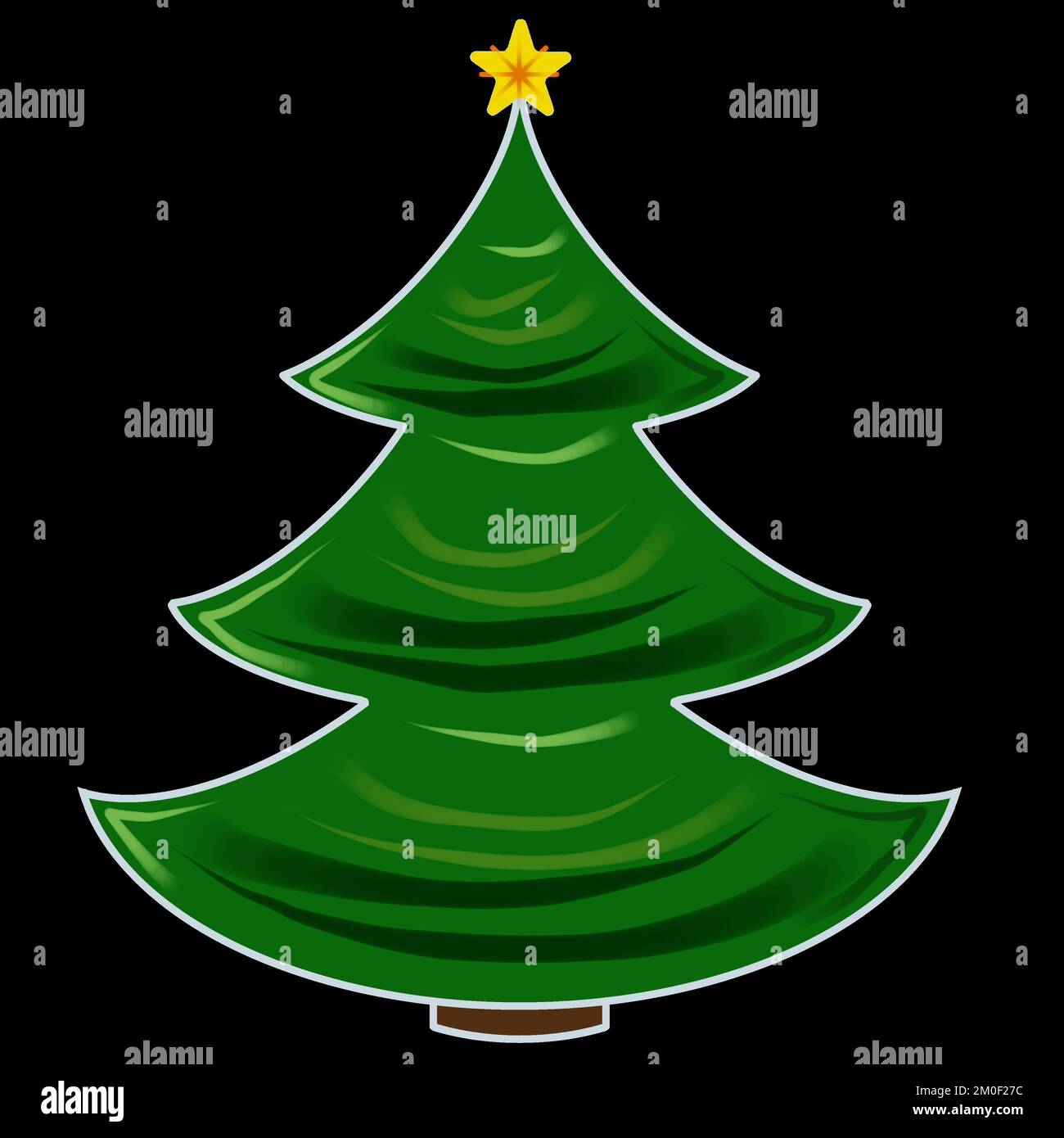 Green Christmas tree with yellow star. JPEG illustration for stickers ...