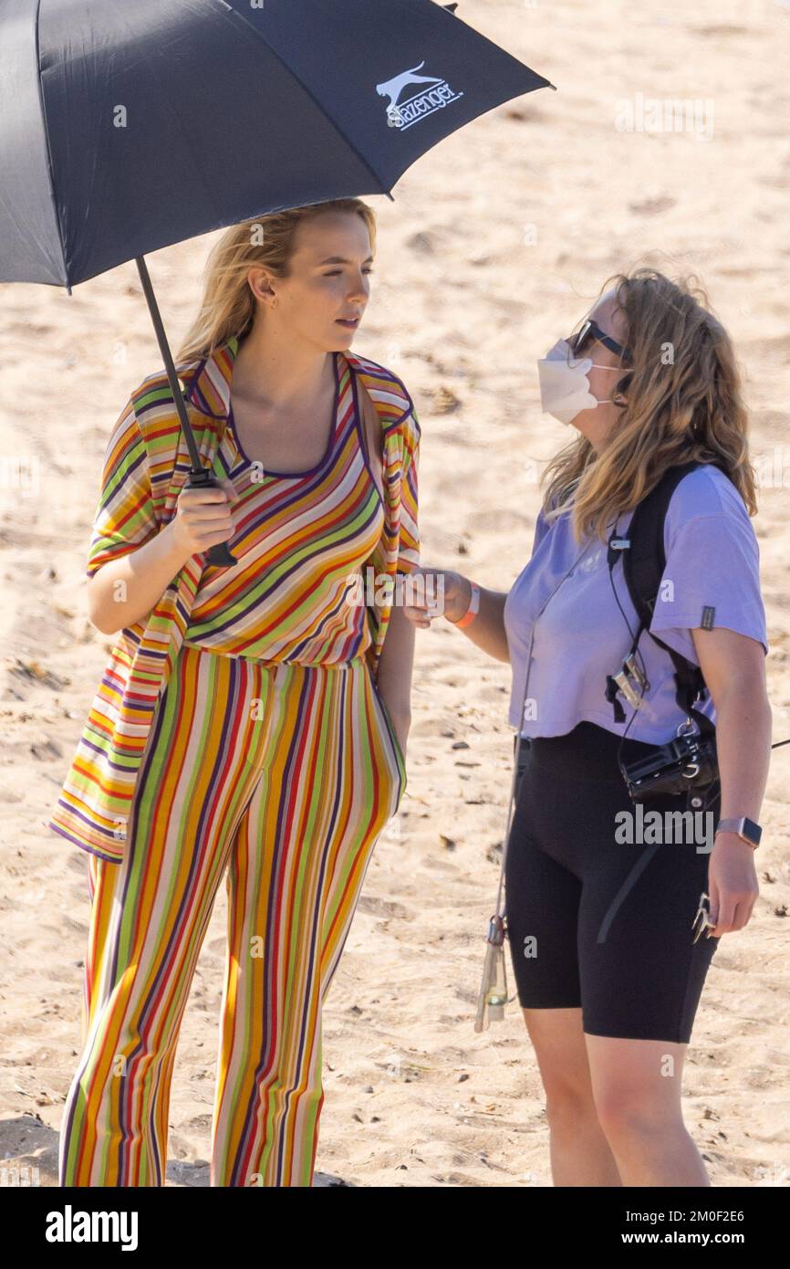 Jodie Comer is spotted filming for Killing Evev in Margate, Kent Stock ...
