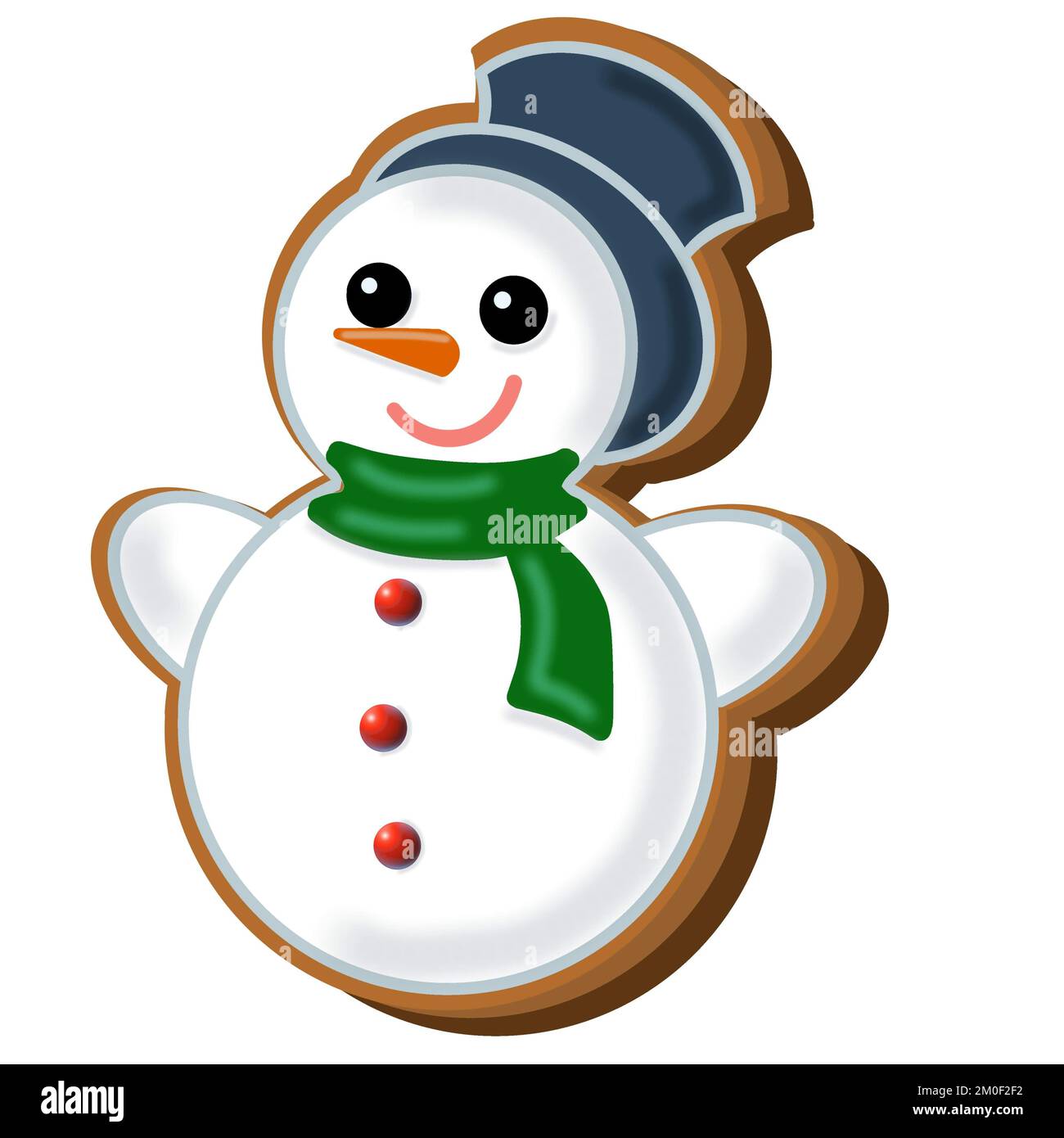 Snowman gingerbread cookie with green scarf and cylinder. JPEG ...