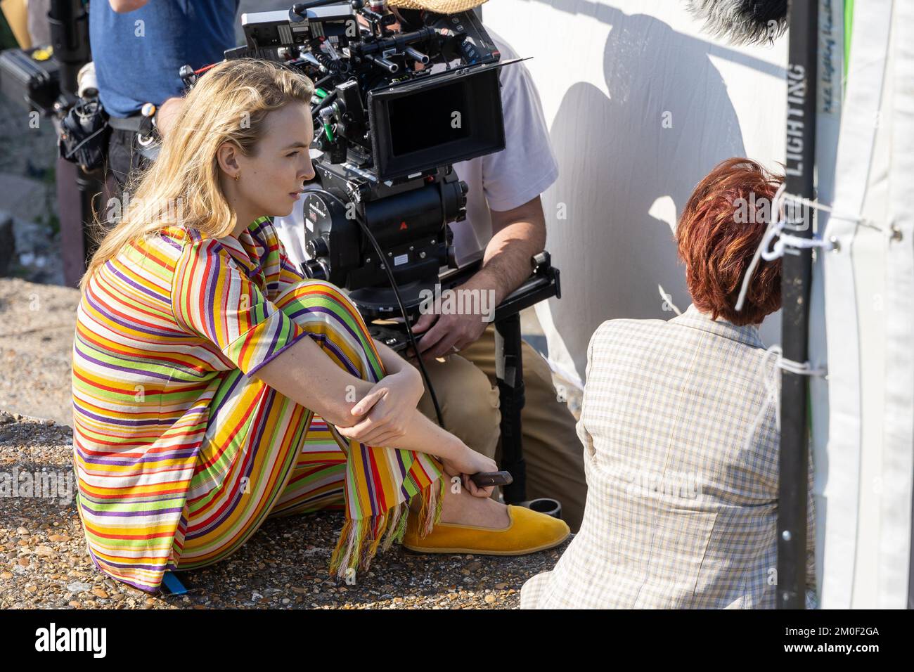 Jodie Comer is spotted filming for Killing Evev in Margate, Kent Stock ...
