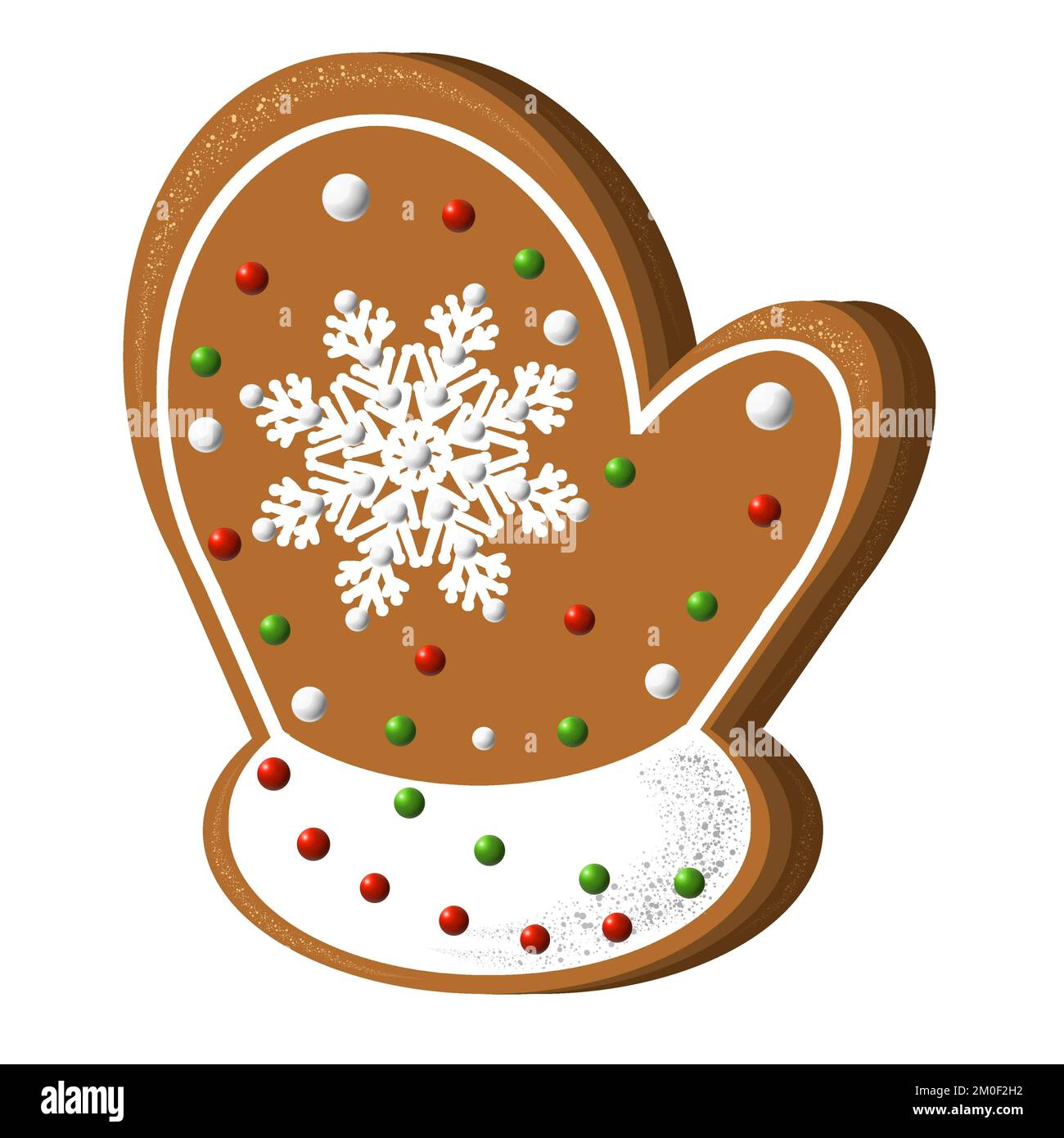 Mitten gingerbread cookie with icing. JPEG illustration for stickers ...