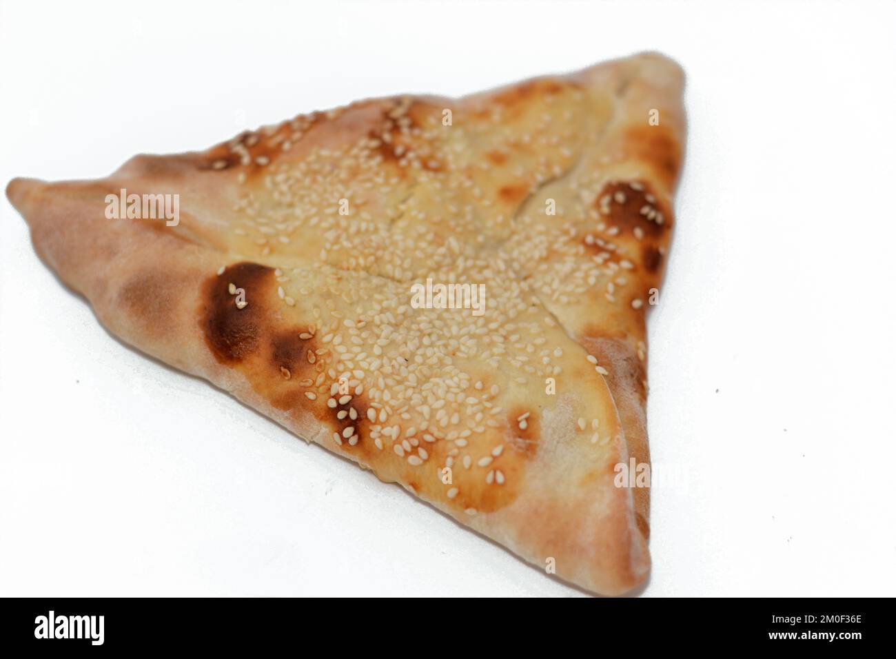 Traditional Arabic Syrian cuisine of a baked snack called Manakish a ...